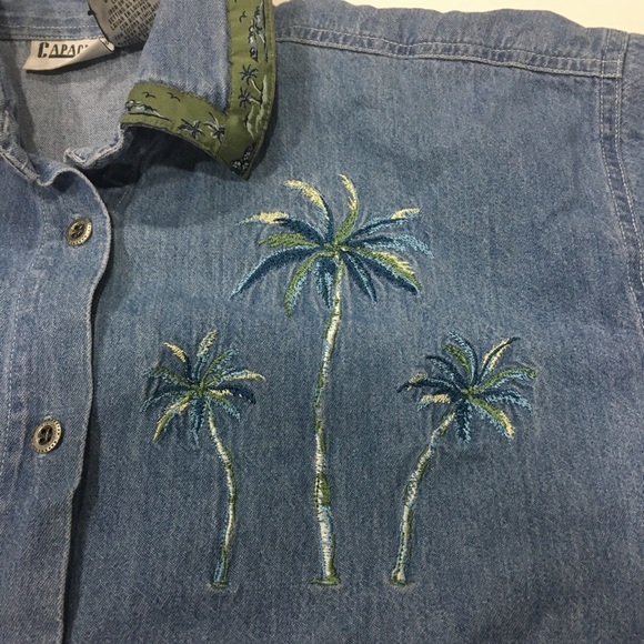 Tops | Vintage Denim Tree Design Shirt Size M | Poshmark